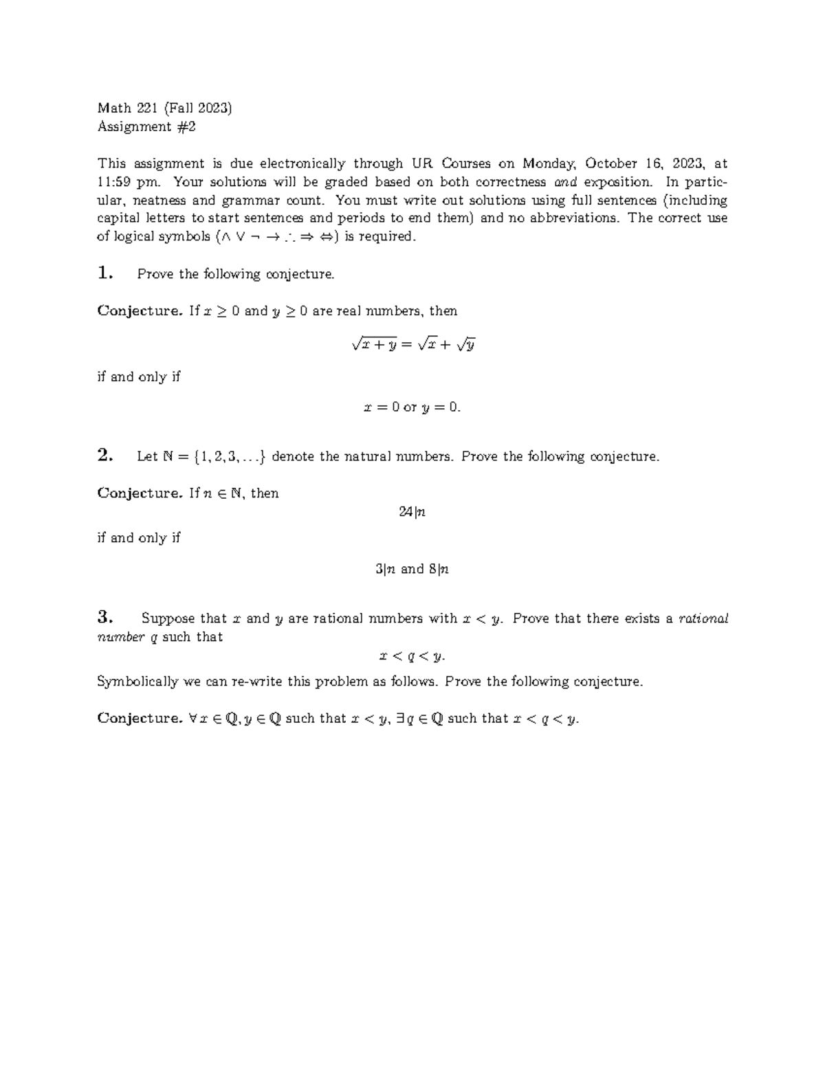 M221-assign 02 - Assingment 2 - Math 221 (Fall 2023) Assignment # This assignment is due - Studocu