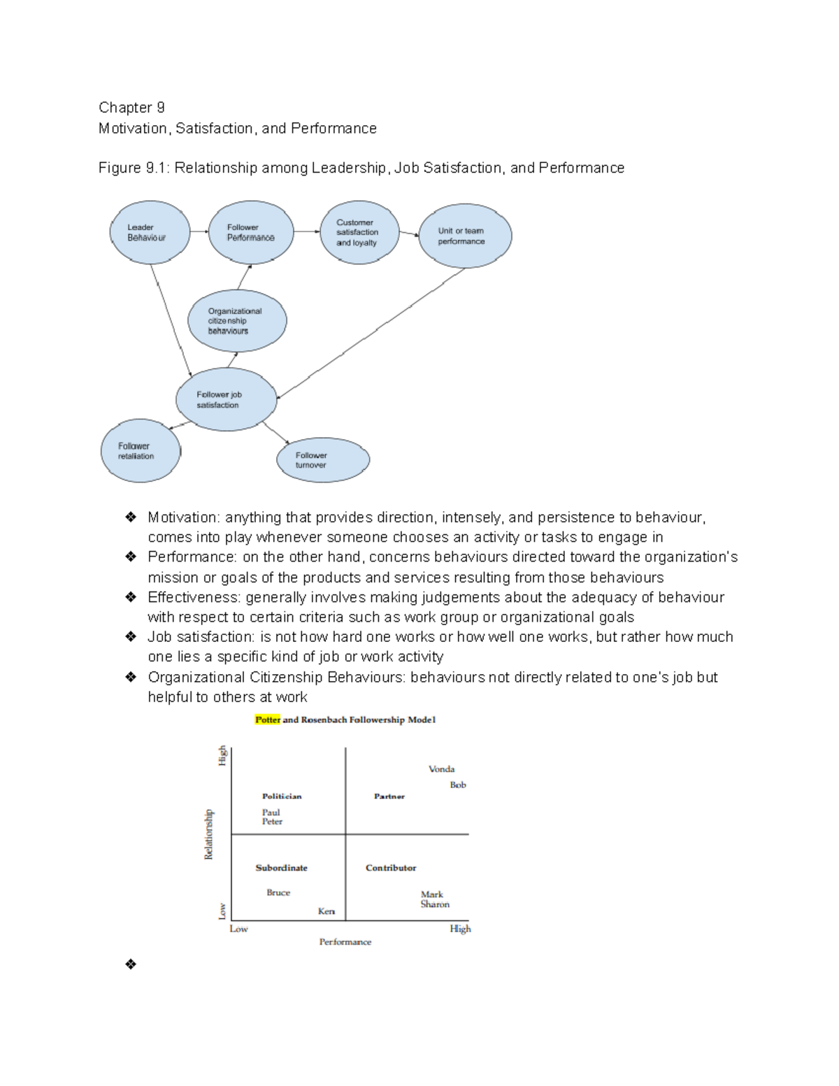 Chapter 9 Notes Motivation, Satisfaction, and Performance - Chapter 9 ...