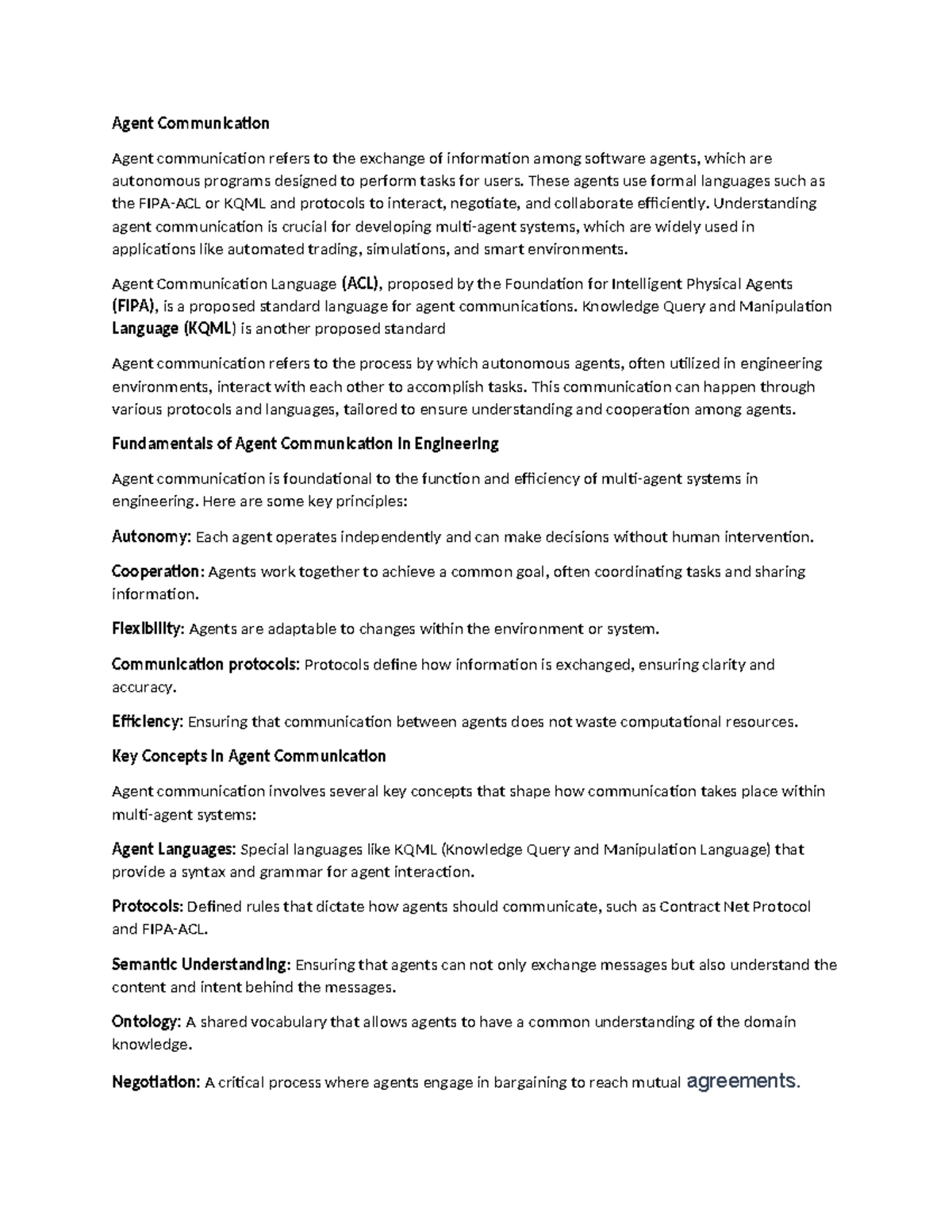 UNIT4 AI - ARTIFICAIL INTELLIGENCE NOTES - Agent Communication Agent ...