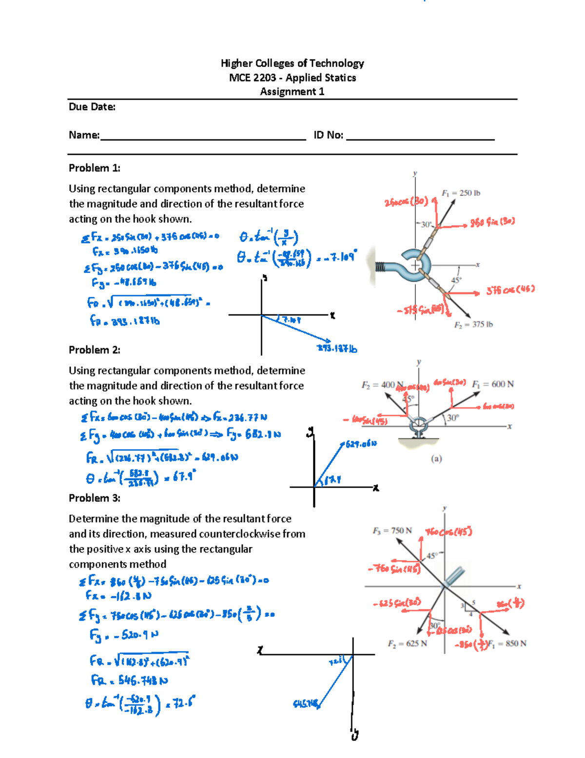 Assignment 1 - Higher Colleges of Technology MCE 2203 - Applied Statics ...