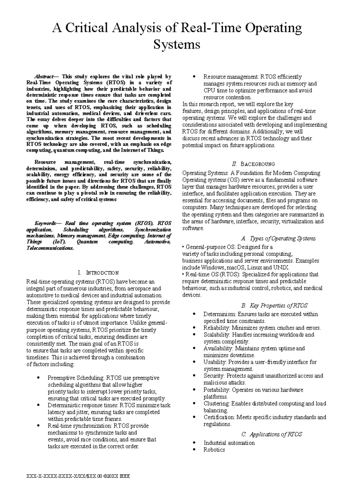 Research OS Final - Term paper for cse325 - A Critical Analysis of Real-Time Operating Systems ...