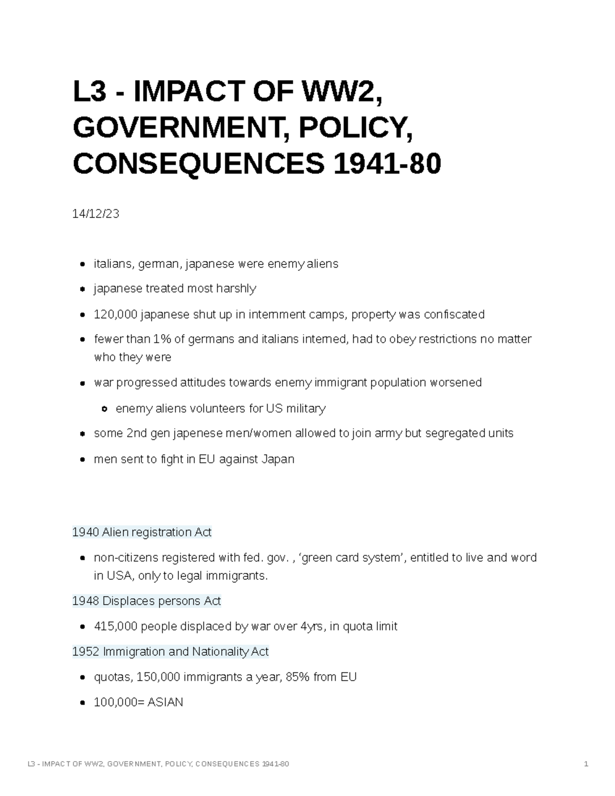 L3 - impact of WW2, gov, policy, consequences - L3 - IMPACT OF WW2 ...