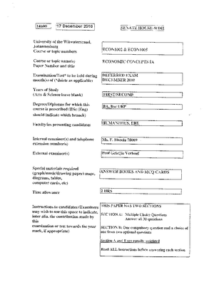Econ1002A - Wits University - Economic Concepts - Studocu