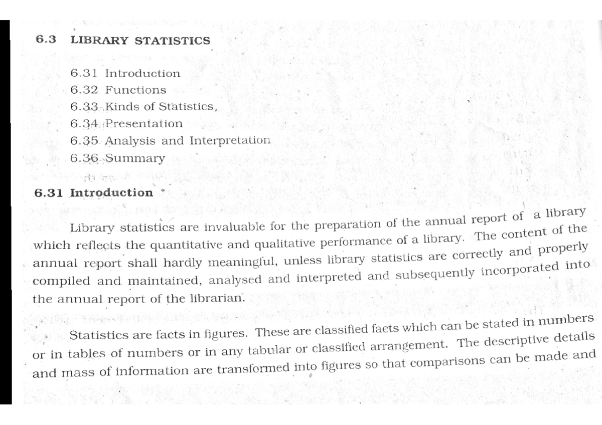 Library Statistics - library and information science - Studocu