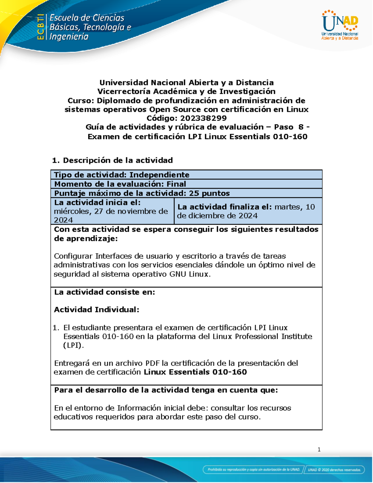 Guía de actividades y rúbrica de evaluación - Paso 8 - Examen de ... Guía de actividades y rúbrica de evaluación - Paso 8 - Examen de ...