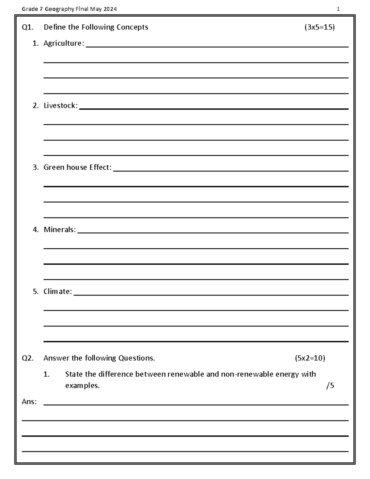 Geography Grade 7 Final written paper for exams - Grade 7 Geography ...