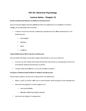Chapter 12 Lecture Notes - Personality Disorders and Impulse-Control ...
