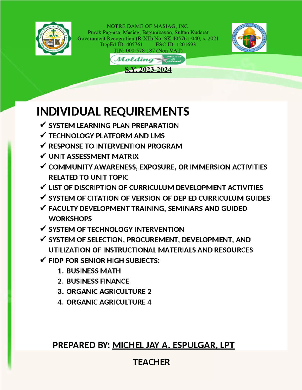 Faculty-DEV - i hope it can help - INDIVIDUAL REQUIREMENTS SYSTEM ...