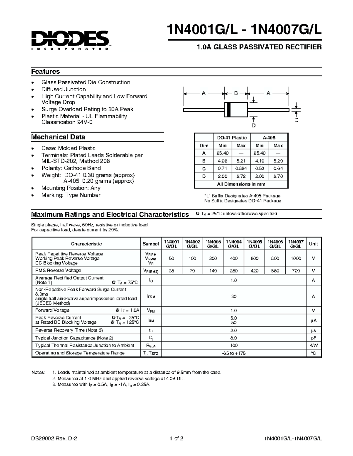 1N4001G - gềwagv - DS29002 Rev. D-2 1 of 2 1N4001G/L-1N4007G/L 1N4001G ...