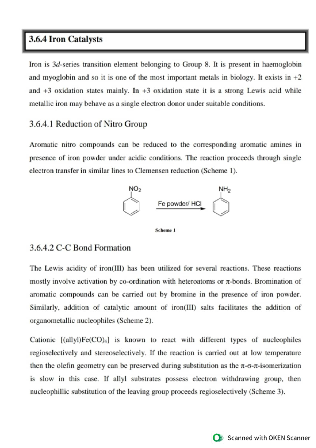 Chemistry- Iron Catalysts, C-C Bond Formation, Kinetic Resolutions ...