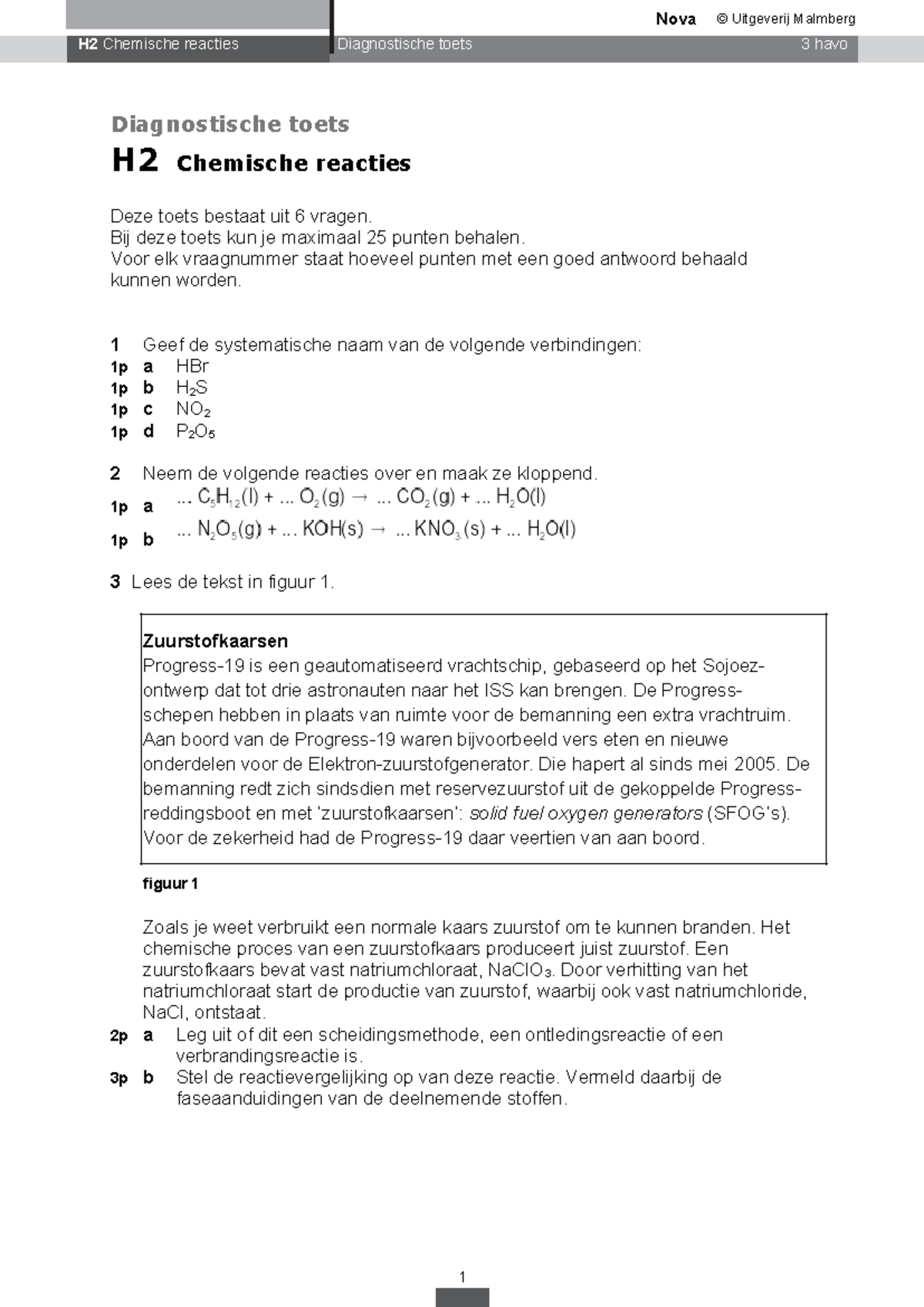 Nova SK 3h h2 diagnostische toets - Nova H2 Chemische reacties ...