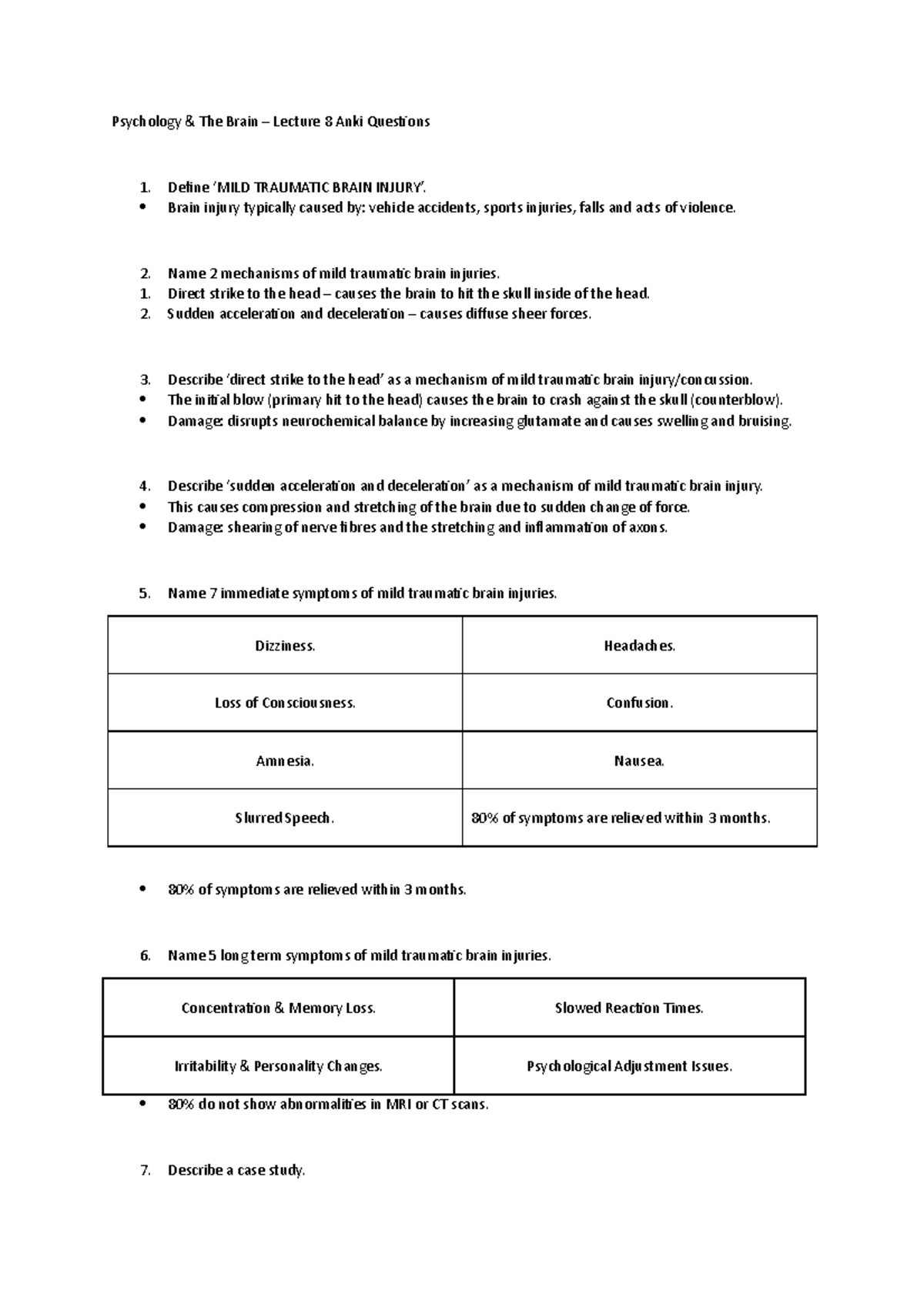 Psychology & The Brain Lecture 8 - Anki Questions - Psychology & The ...