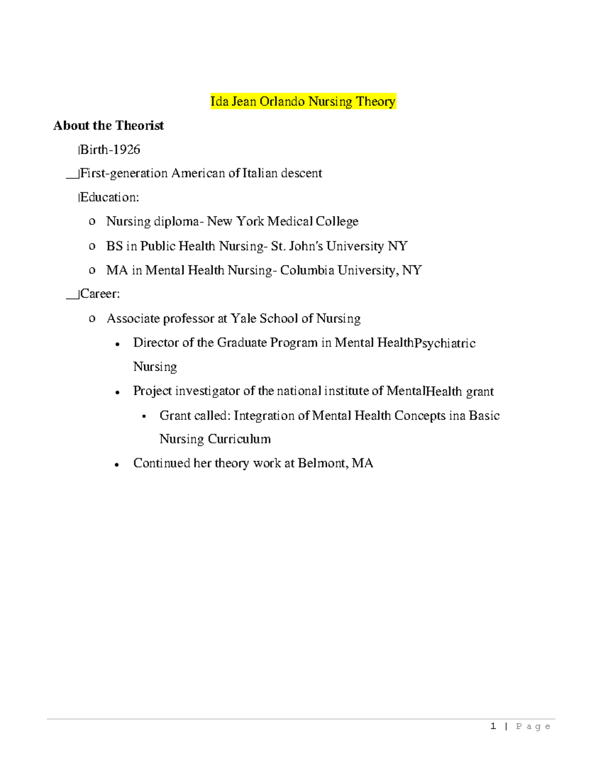 Ida Jean Orlando Nursing Theory - John's University NY o MA in Mental ...