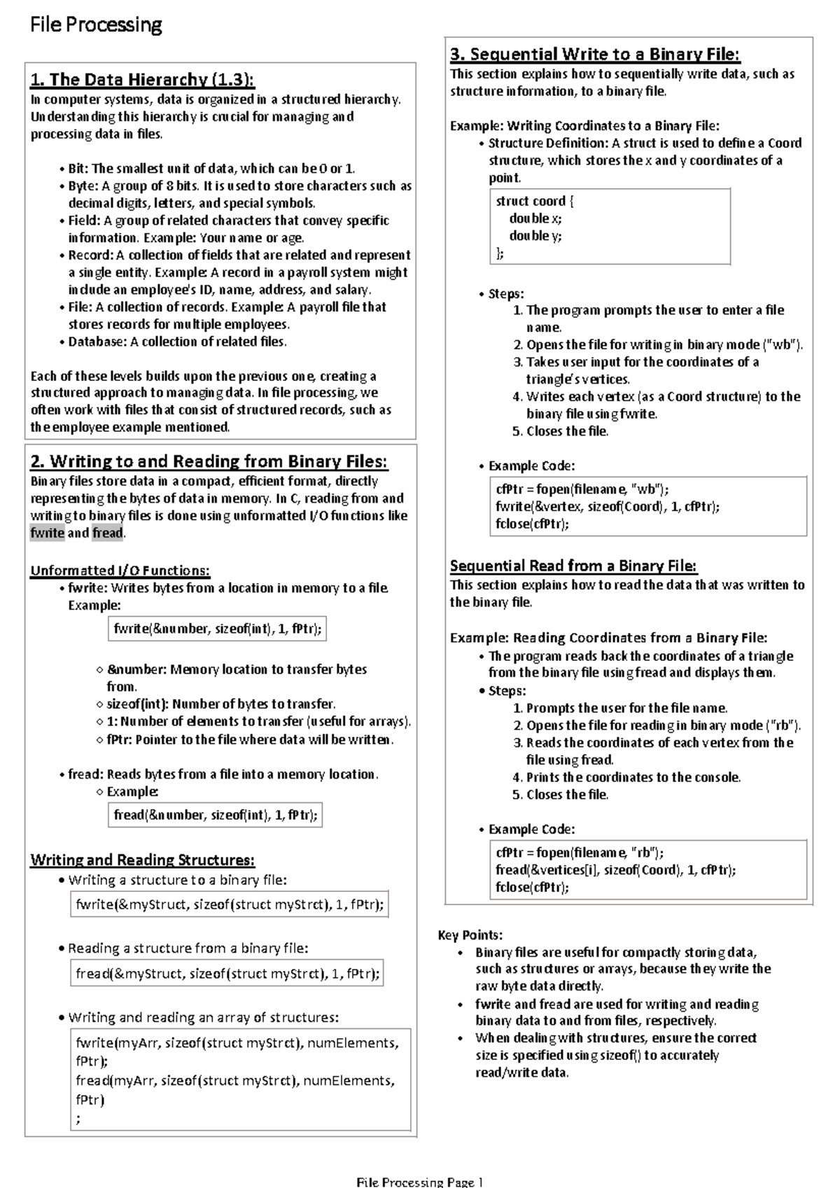 File Processing - Overview of File Prosesing in C - 1. The Data ...