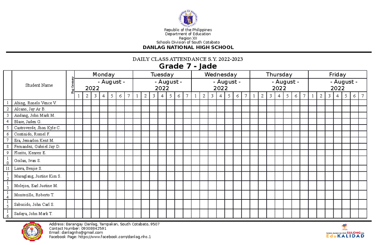 Dailt-Attendance - title - Republic of the Philippines Department of ...