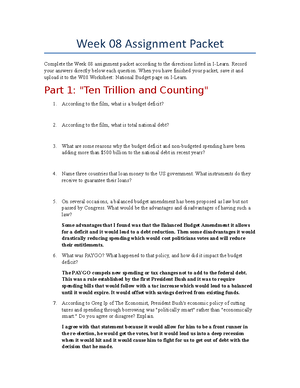Week05Assignment Worksheet - Week 05 Assignment Packet Complete the ...