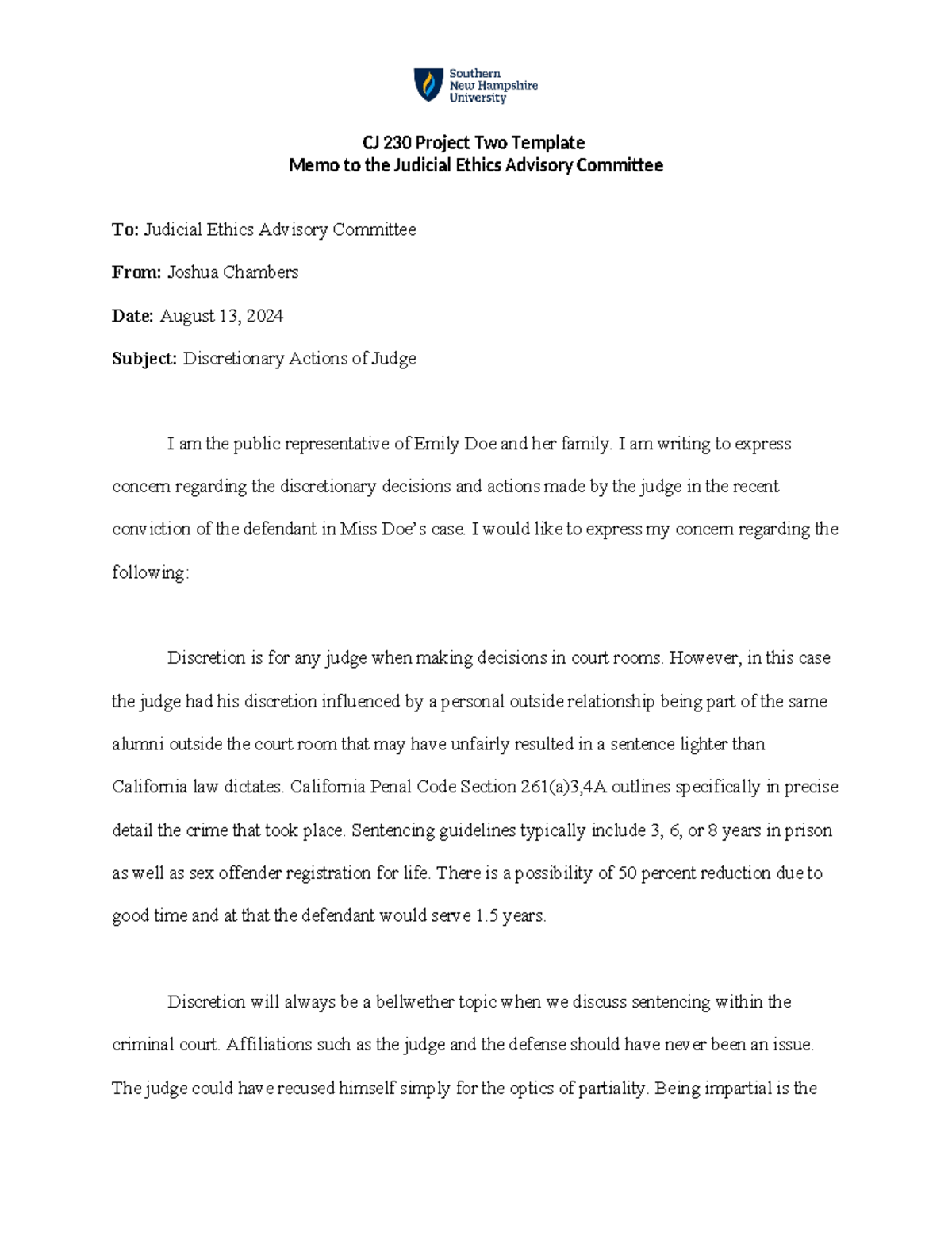 CJ 230 Project Two Template Complete - CJ 230 Project Two Template Memo ...