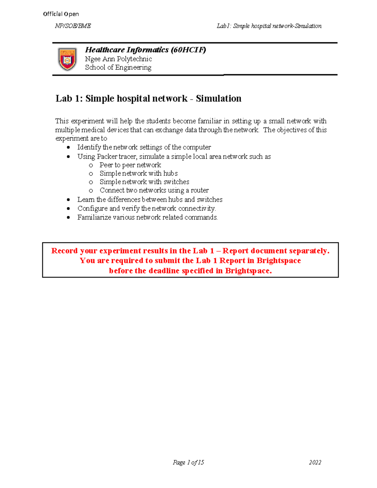 Lab 1 - Hospital Network Simulation - NP/SOE/BME Lab1: Simple hospital ...