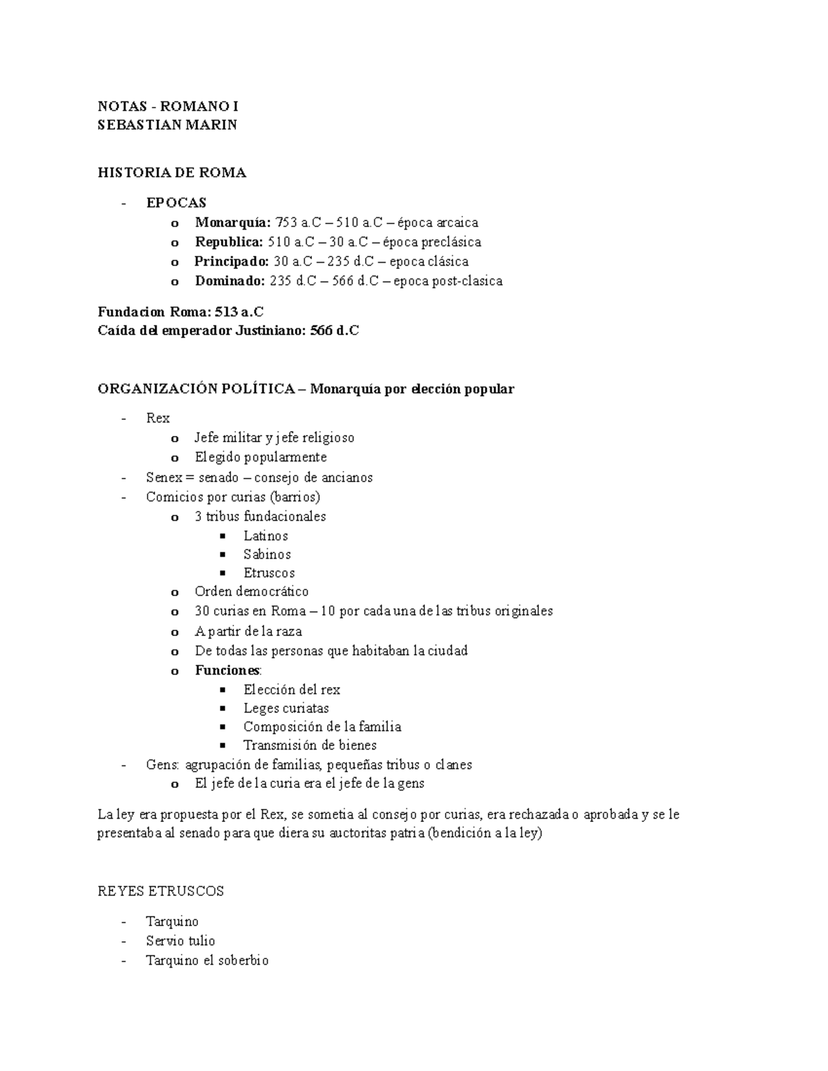Romano Notas - NOTAS - ROMANO I SEBASTIAN MARIN HISTORIA DE ROMA ...