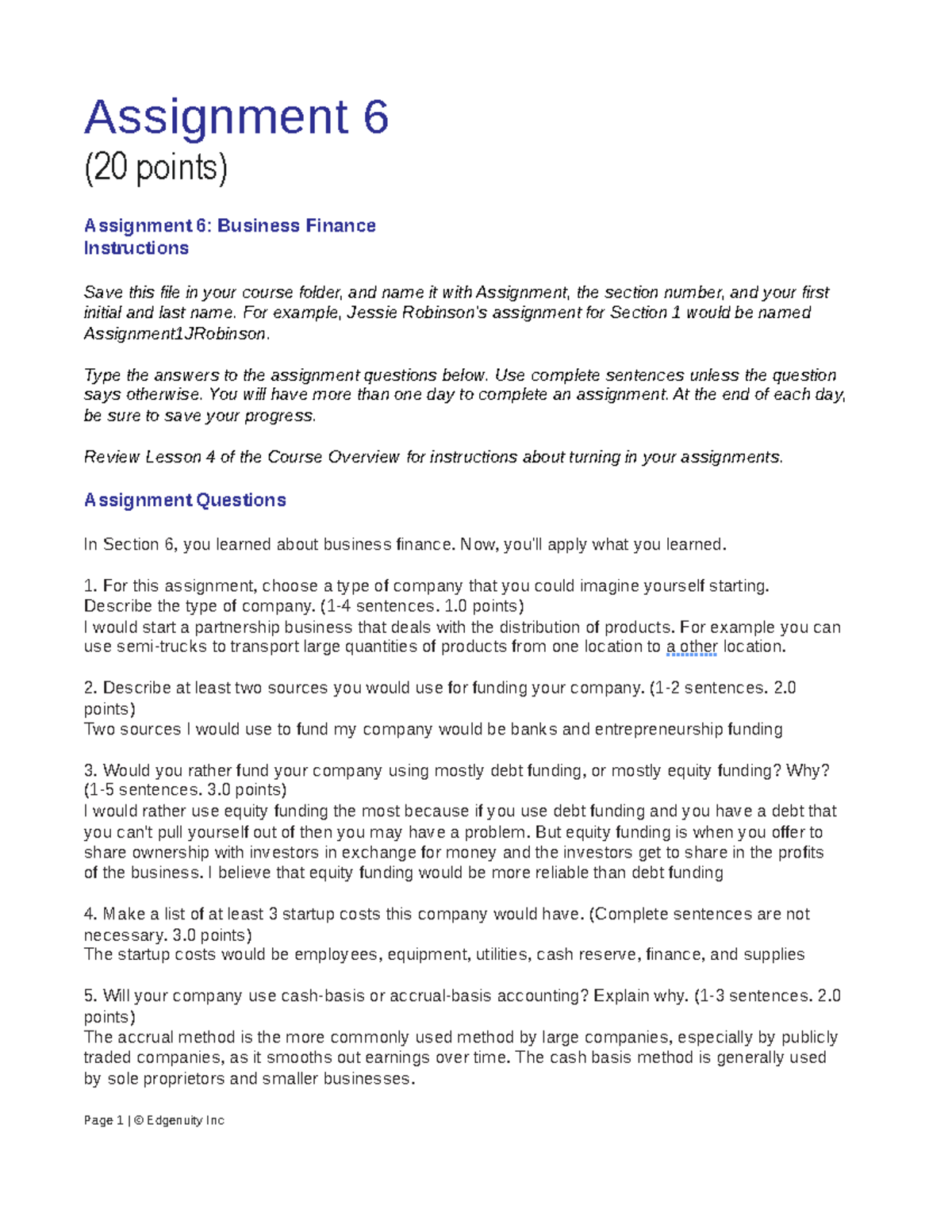 Assignment 6 - EL5732 - xsxssxs - Assignment 6 ( 20 points) Assignment ...