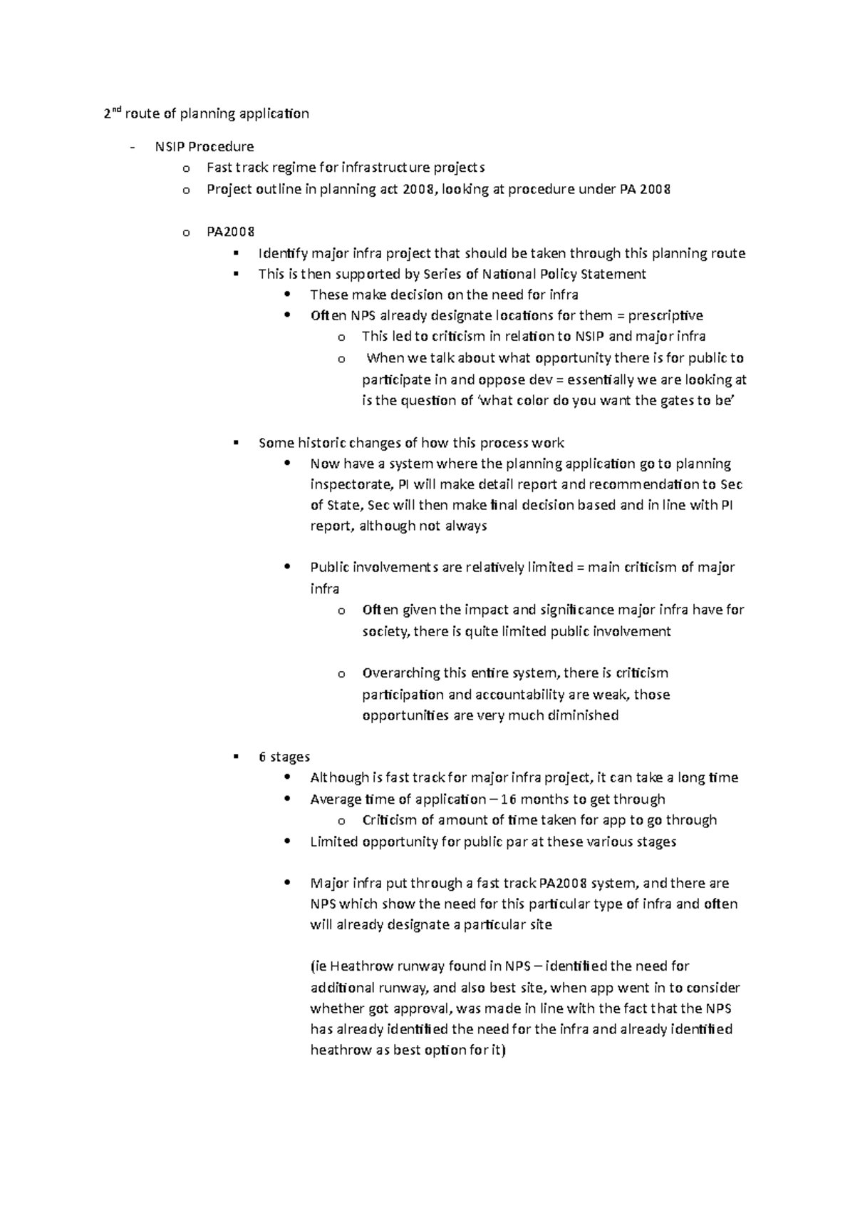 Env law note lec week 6 - skskksk - 2 nd route of planning application ...