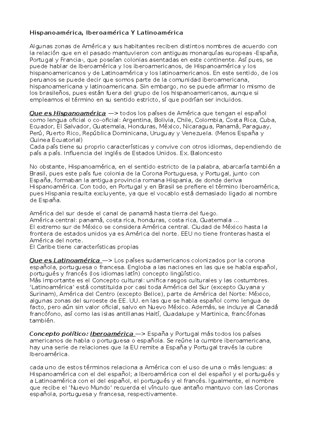 Hispanoamerica, iberoamerica y latinoamerica - Hispanoamérica, Iberoamérica Y Latinoamérica ...