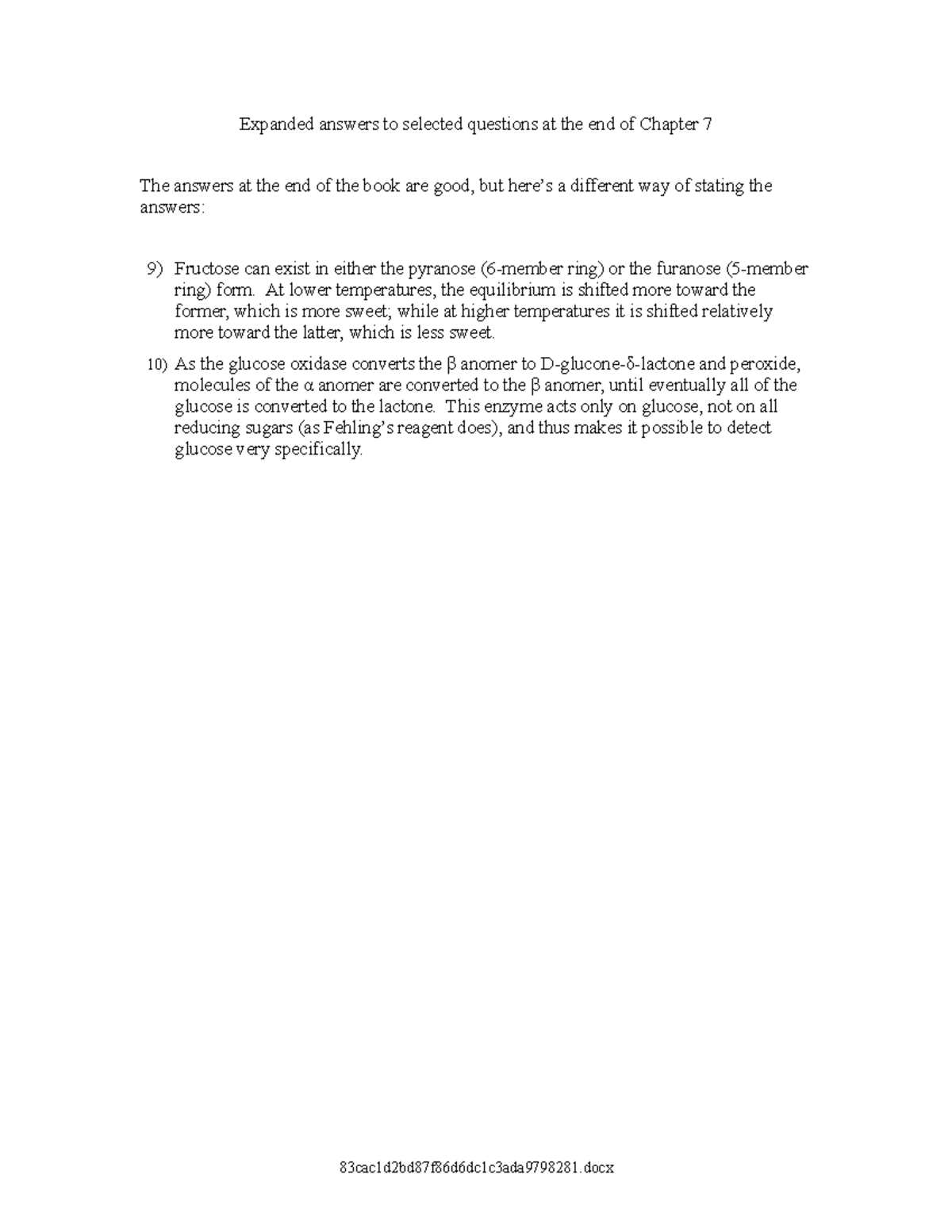 Biochem I Problems, Lehn-06, Ch 07 - Expanded answers to selected ...