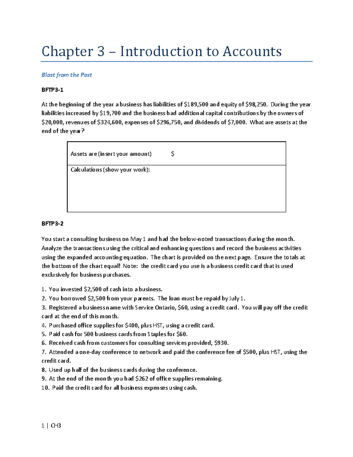 Chapter 3 - Introduction to Accounts - Student Copy - 2020 01 06 ...