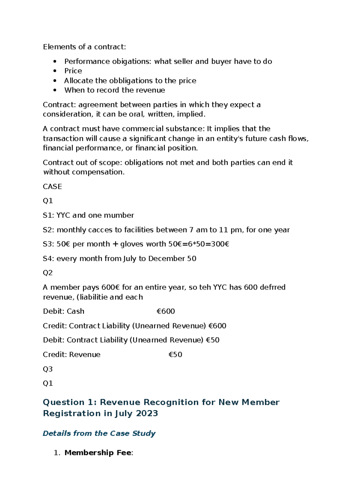 Deloitte - Important information - Elements of a contract: Performance ...
