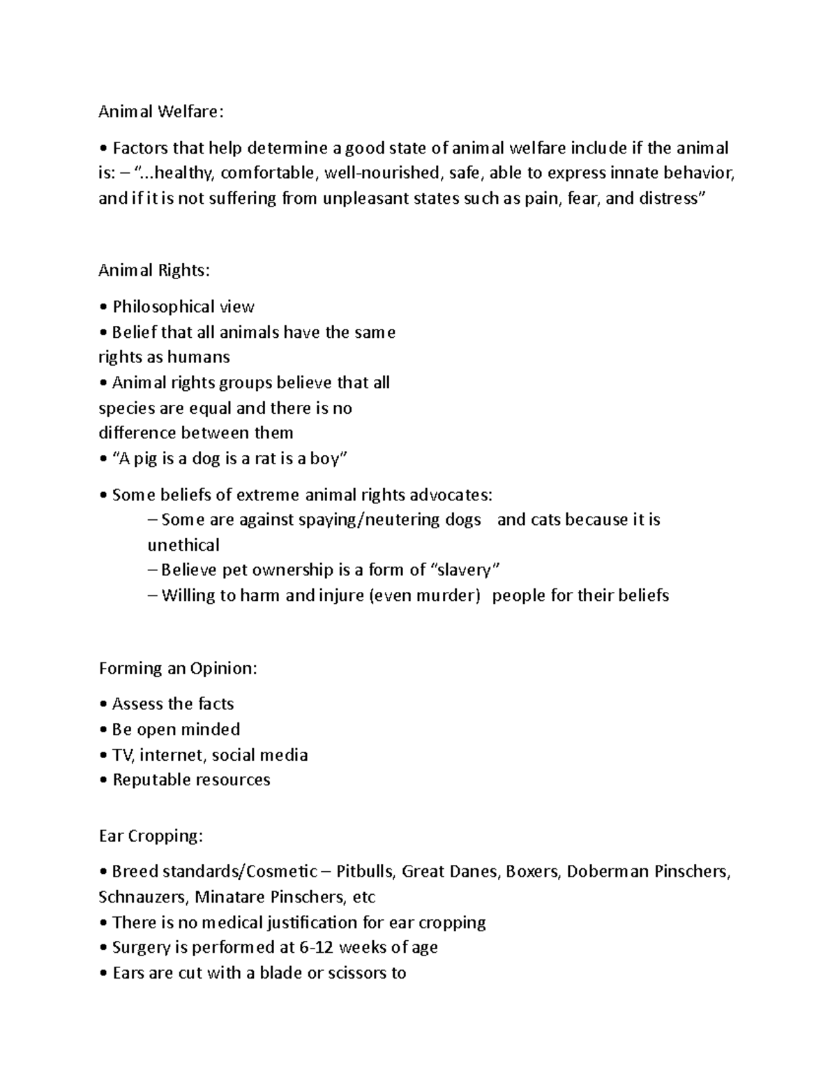 Controversial Topics - Goes over animal rights and welfare. Talks about ...