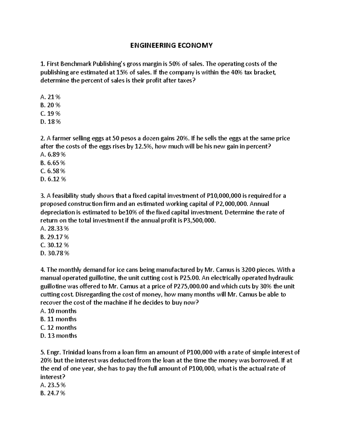 Engineering Economy - TIP - Studocu