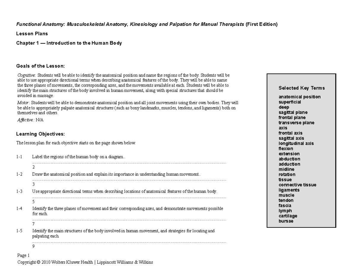 Chapter 01 - Lecture notes 1 - Lesson Plans Chapter 1 — Introduction to ...