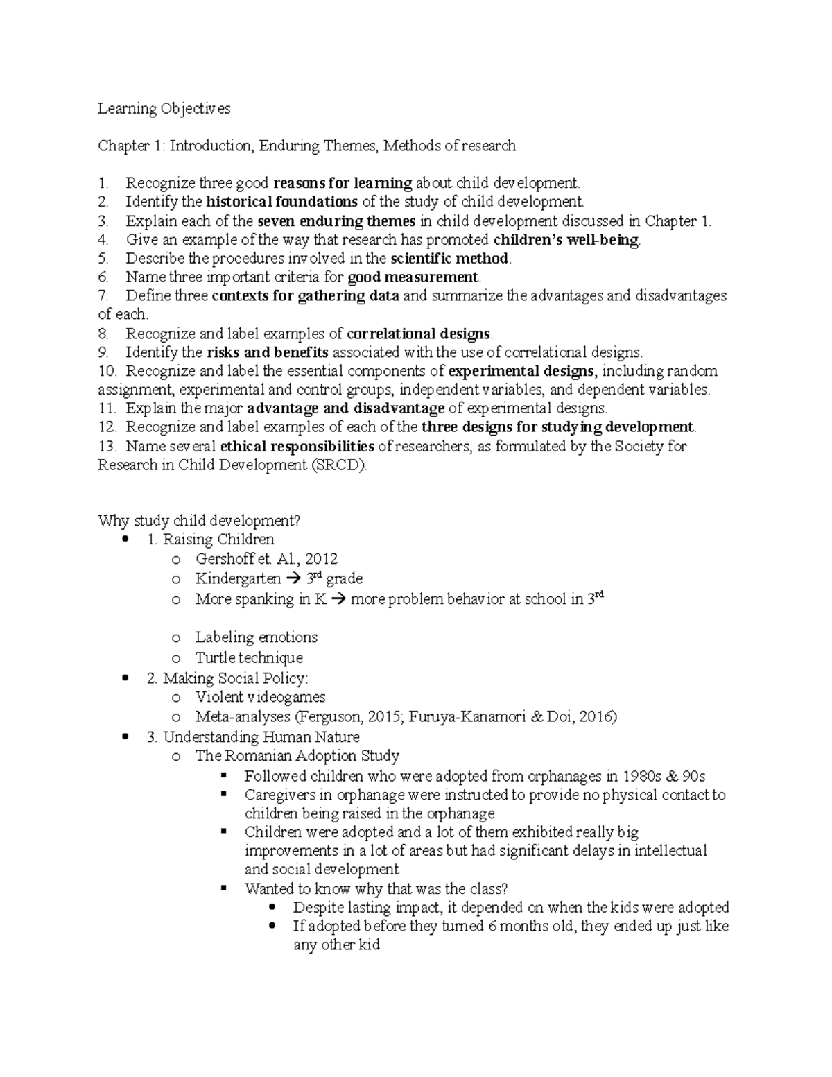 Ch 1 - Intro to Development - Learning Objectives Chapter 1 ...