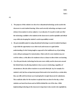 D092 Task 1 - Very easy!! - Martina Campbell Educational Technology for ...