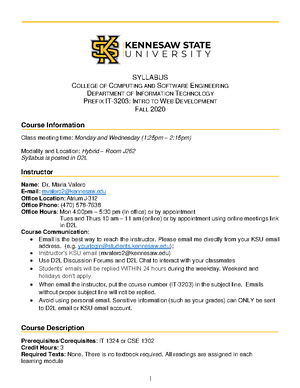 IT3203 Syllabus - SYLLABUS COLLEGE OF COMPUTING AND SOFTWARE ...