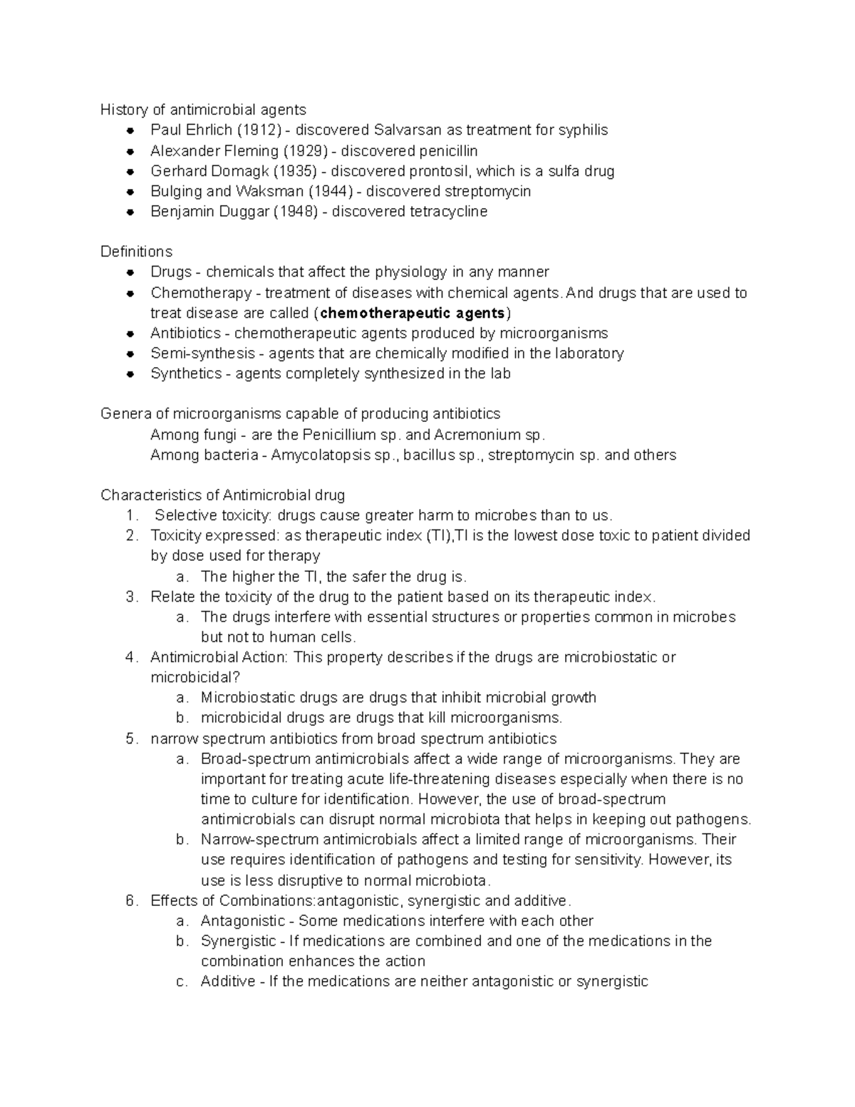 Chapter 10 - Notes - History of antimicrobial agents Paul Ehrlich (1912 ...
