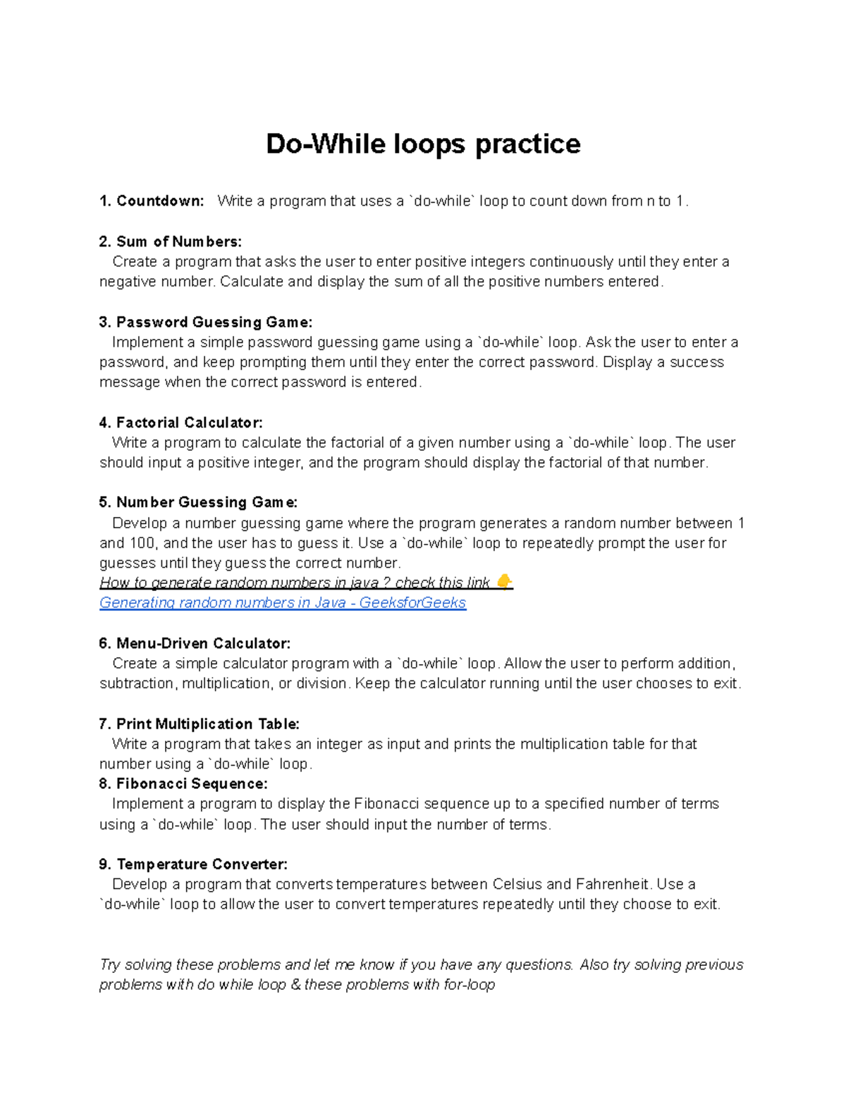 Do While Loops Practice Countdown Write A Program That Uses A Do