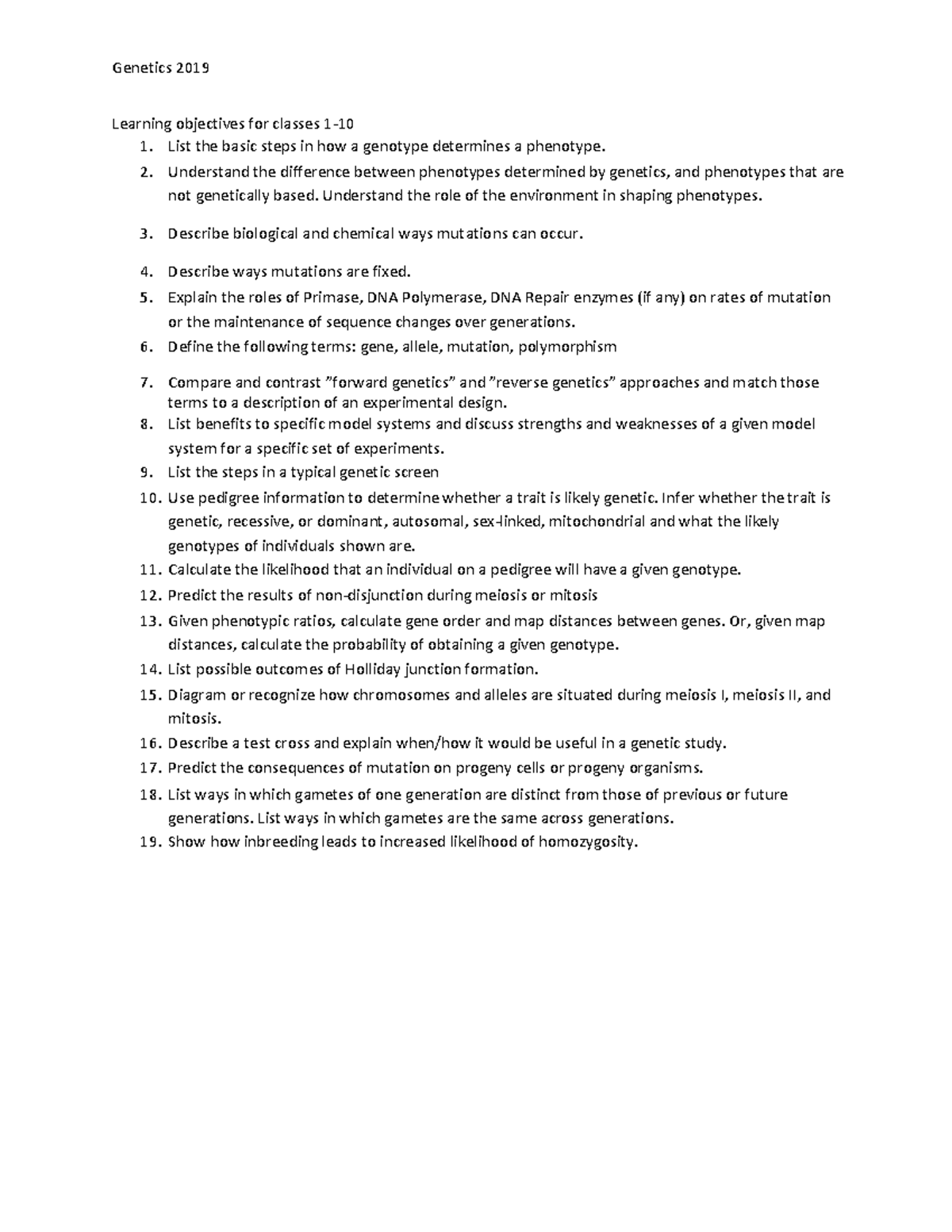 Learning Objectives Genetics 2019 Warning Tt Undefined Function 32 Genetics 2019 Learning