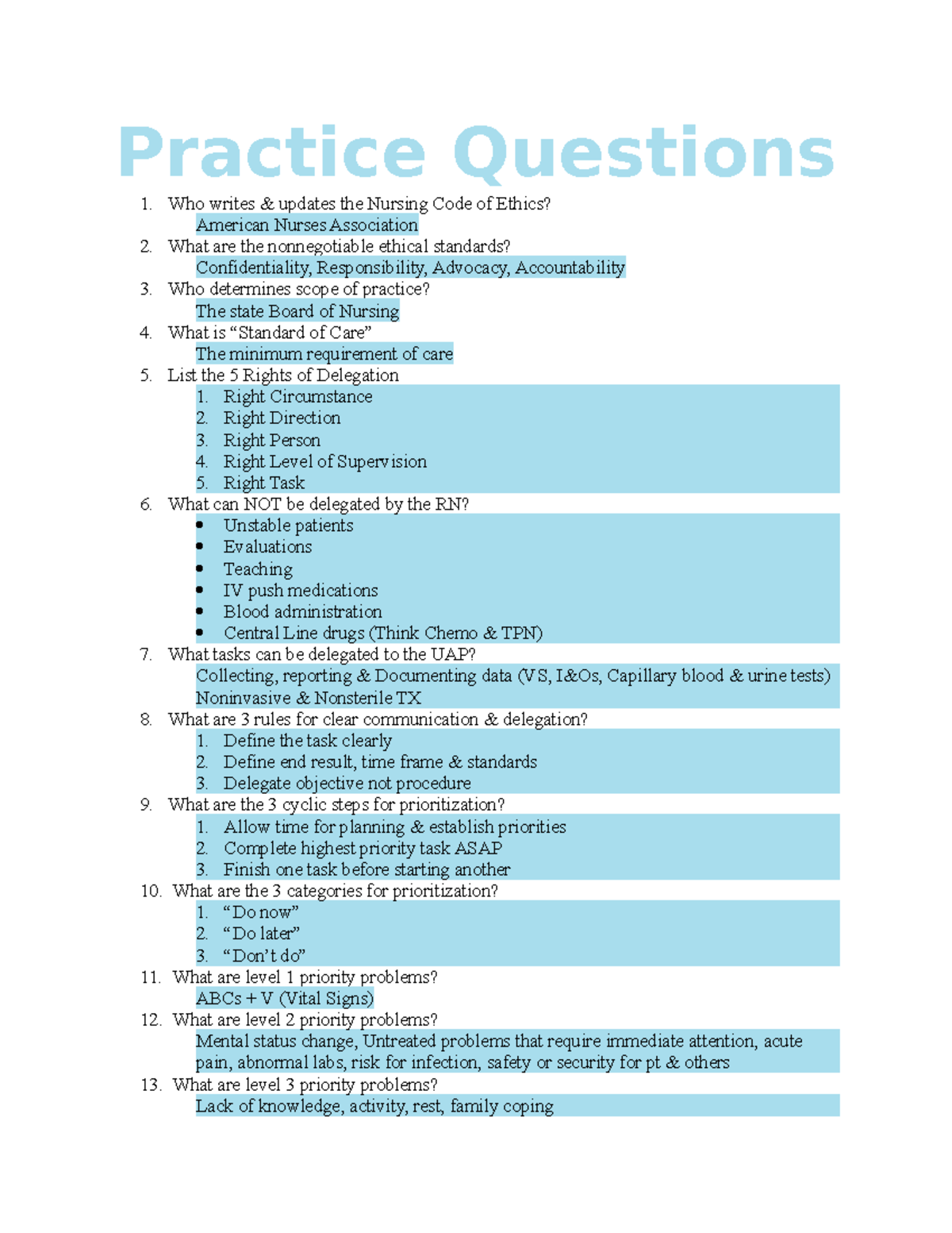 Practice Questions - Practice Questions Who writes & updates the ...