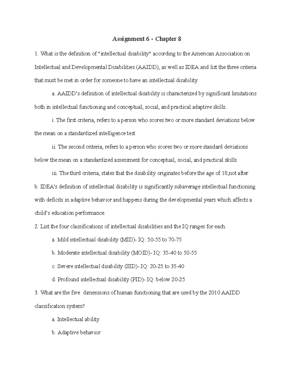 Assignment 6 Chapter 8 - homework - Assignment 6 - Chapter 8 What is the definition of - Studocu