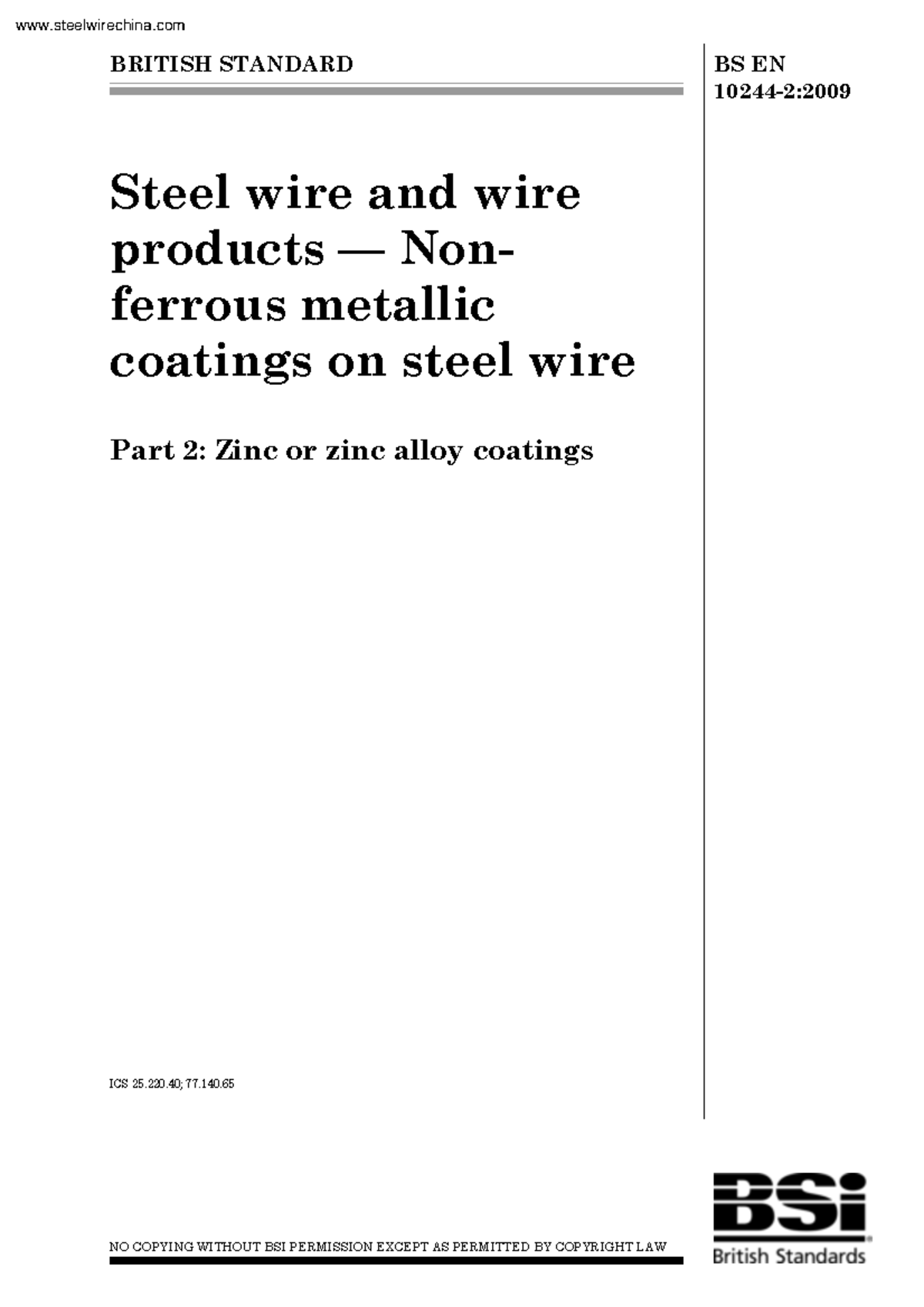 Bs en 10244 2 2009 steel wire and wire products non ferrous metallic ...