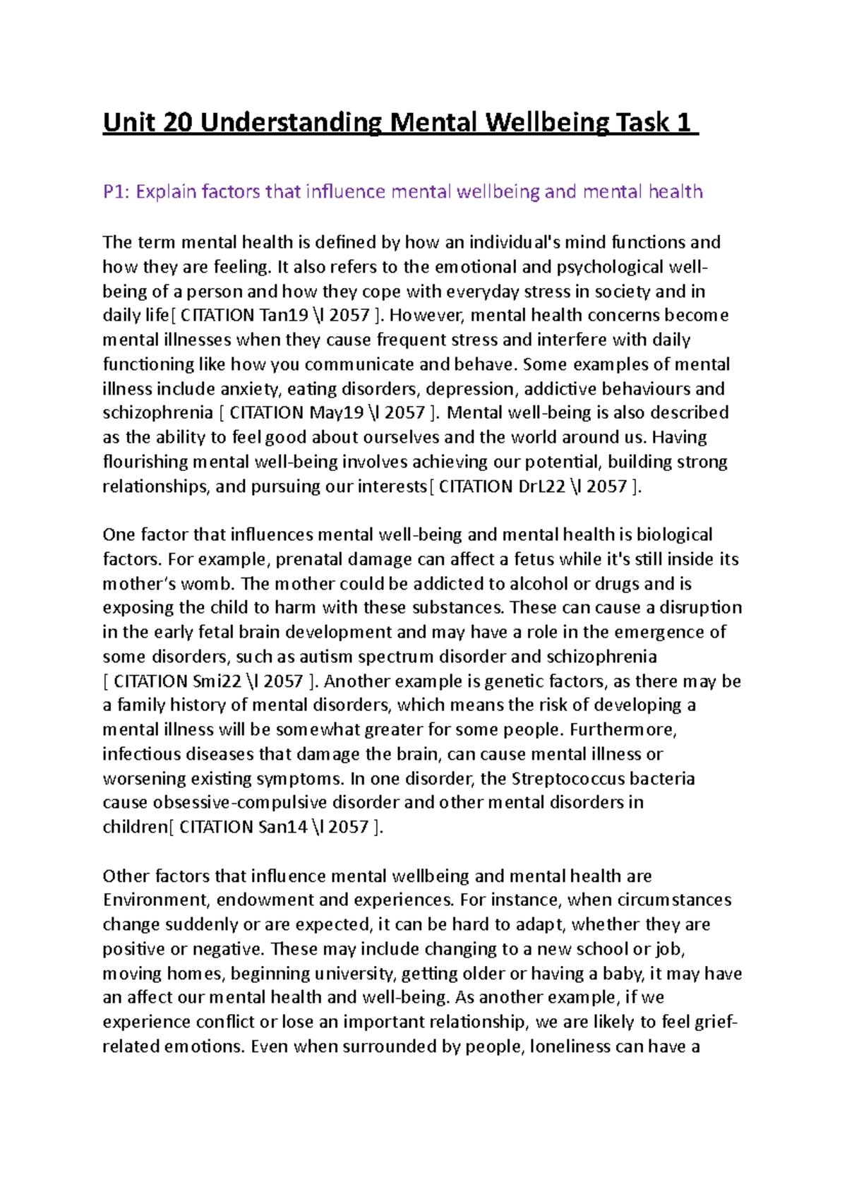 Unit 20 Understanding Mental Wellbeing Task 1 - It also refers to the emotional and ...