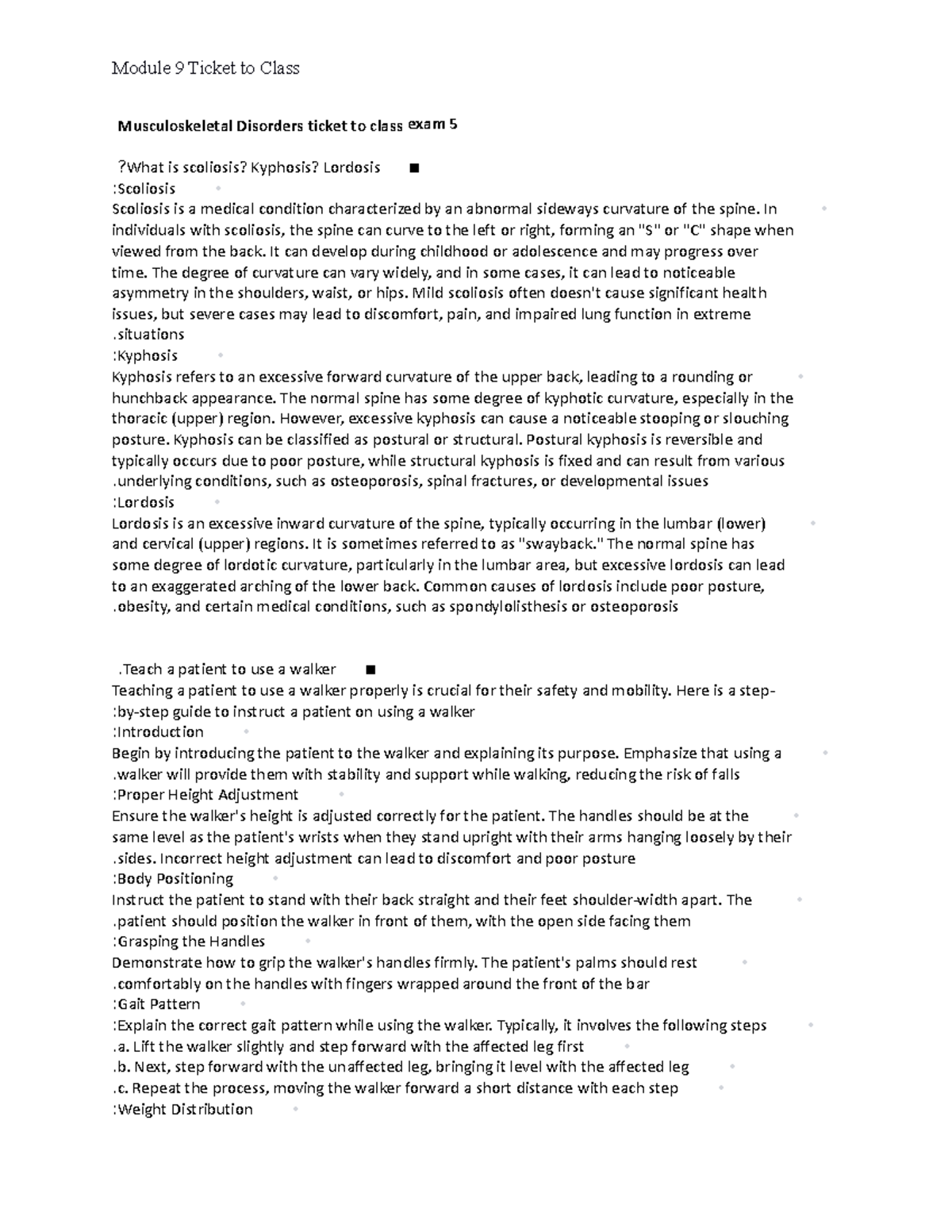 Module 9 TCC WORD - study for exam 5 - Musculoskeletal Disorders ticket ...