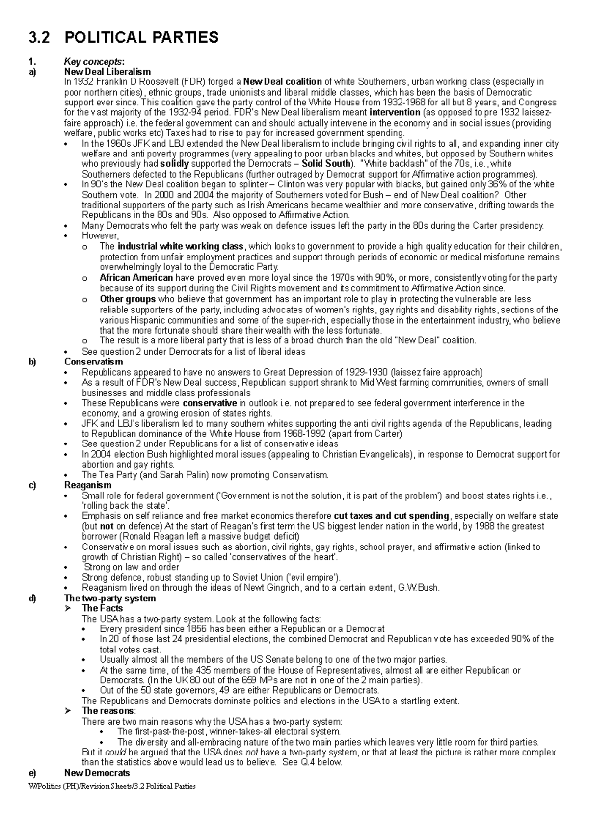 3 - Political parties - 3 POLITICAL PARTIES 1. Key concepts : a) New ...