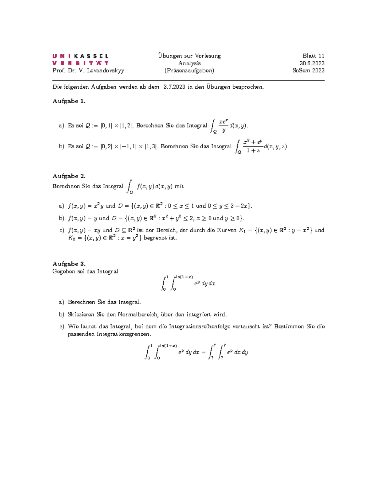 PR11-AL - Sommersemester - Analysis - Uni Kassel - Studocu
