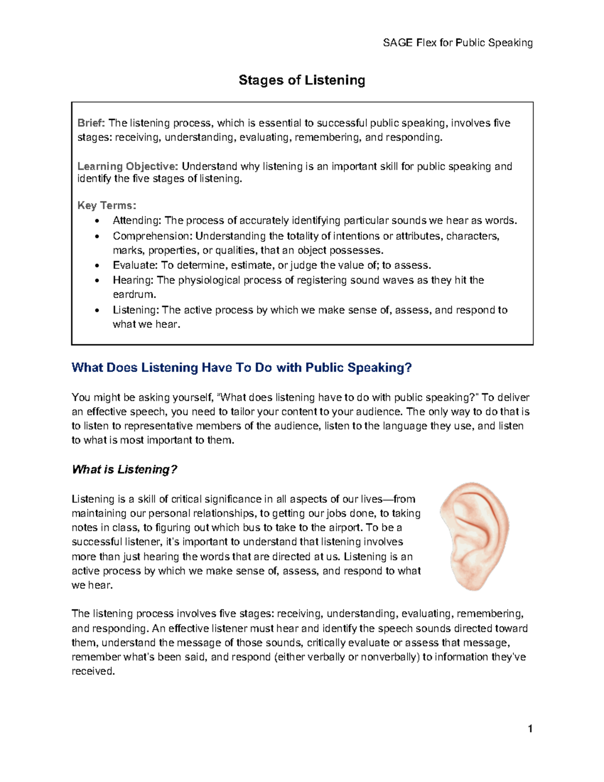 Listening section 01 module 01 - SAGE Flex for Public Speaking 1 Stages ...