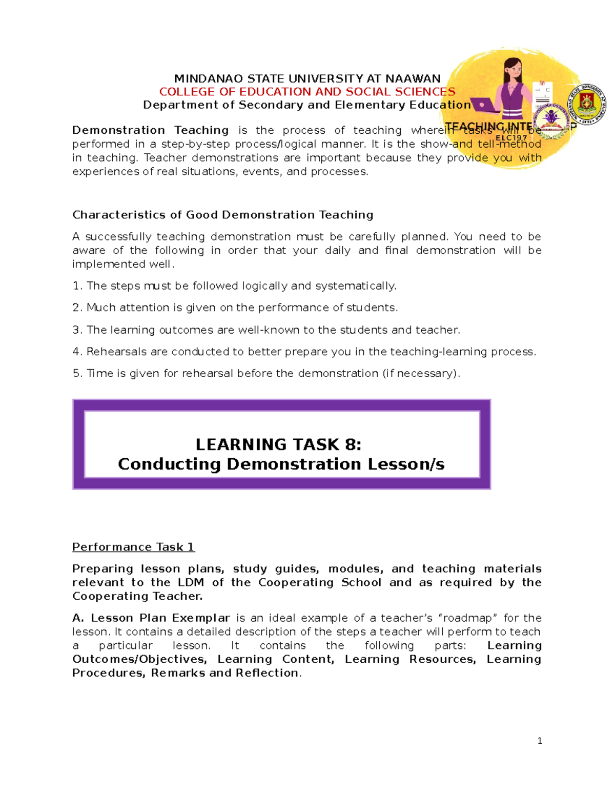 Learning Task-8 - No description - MINDANAO STATE UNIVERSITY AT NAAWAN ...