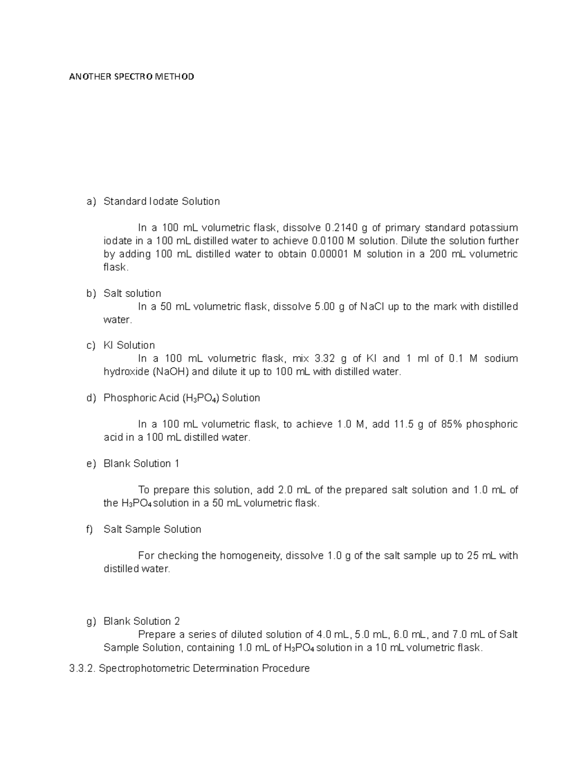 Another Spectro Method - ANOTHER SPECTRO METHOD a) Standard Iodate ...