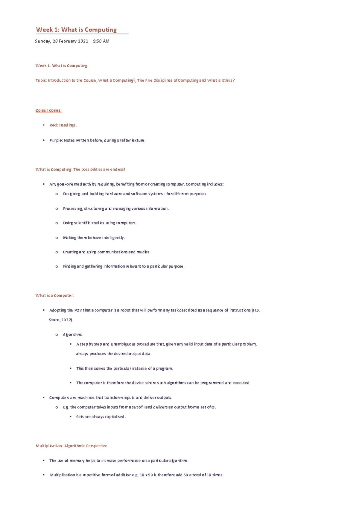 COMP1010 - Week 1 - What is Computing - Week 1: What is Computing Sunday, 28 February 2021 9:50 ...