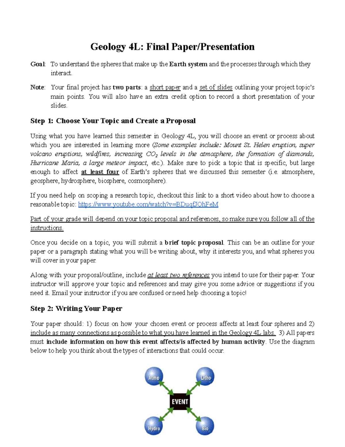 Geol4L Final Paper pres Online SP21 - Geology 4L: Final Paper/Presentation Goal: To understand ...